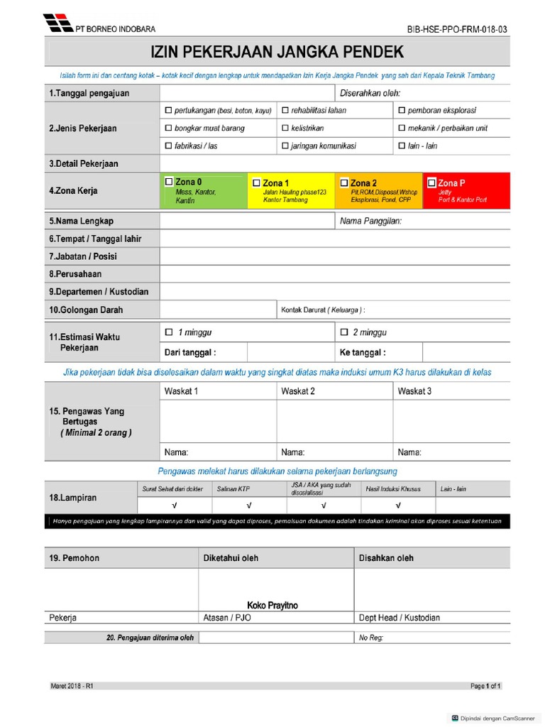 BIB-HSE-PPO-FRM-018-03 Form WASKAT. | PDF