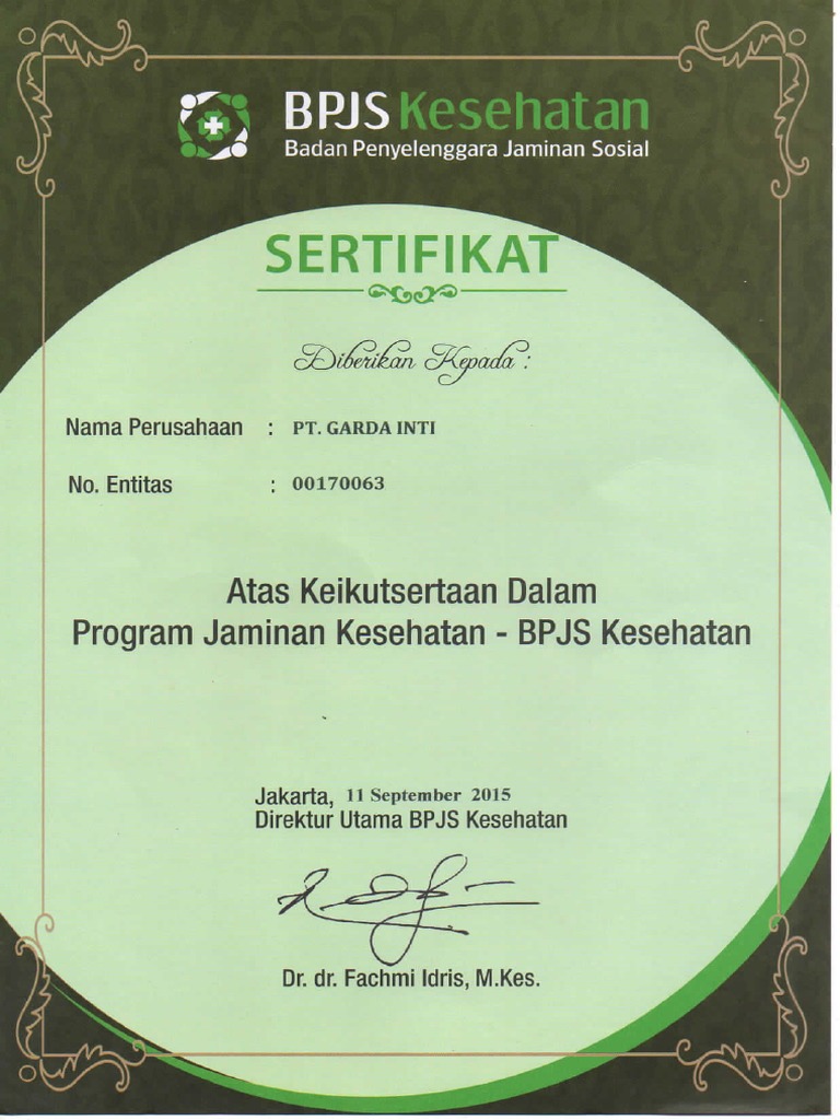 Sertifikat Kepesertaan BPJS | PDF