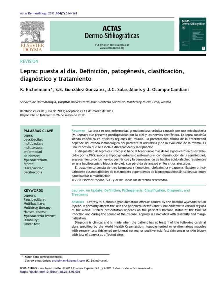 Lepra: Diagnóstico y Tratamiento Actual | PDF | Sistema inmune ...