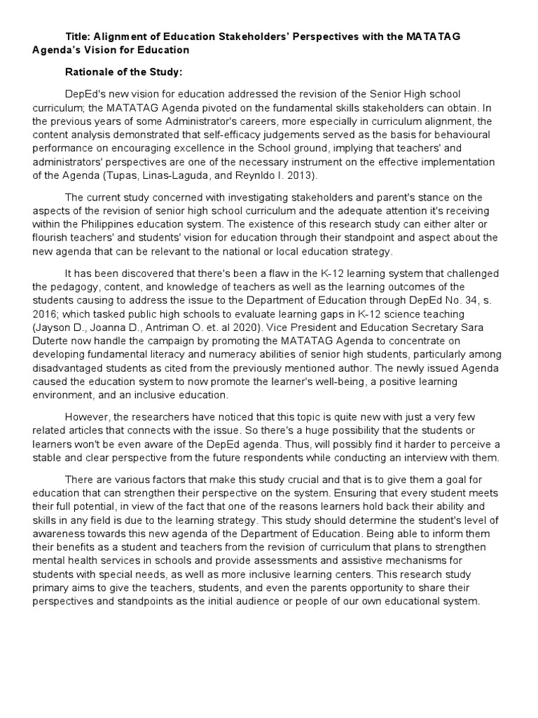 G8 - Rationale of The Study | PDF | Learning | Teachers