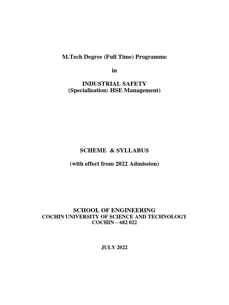 MTech Industrial Safety (HSE)_2022_Scheme and Syllabus_Final | PDF
