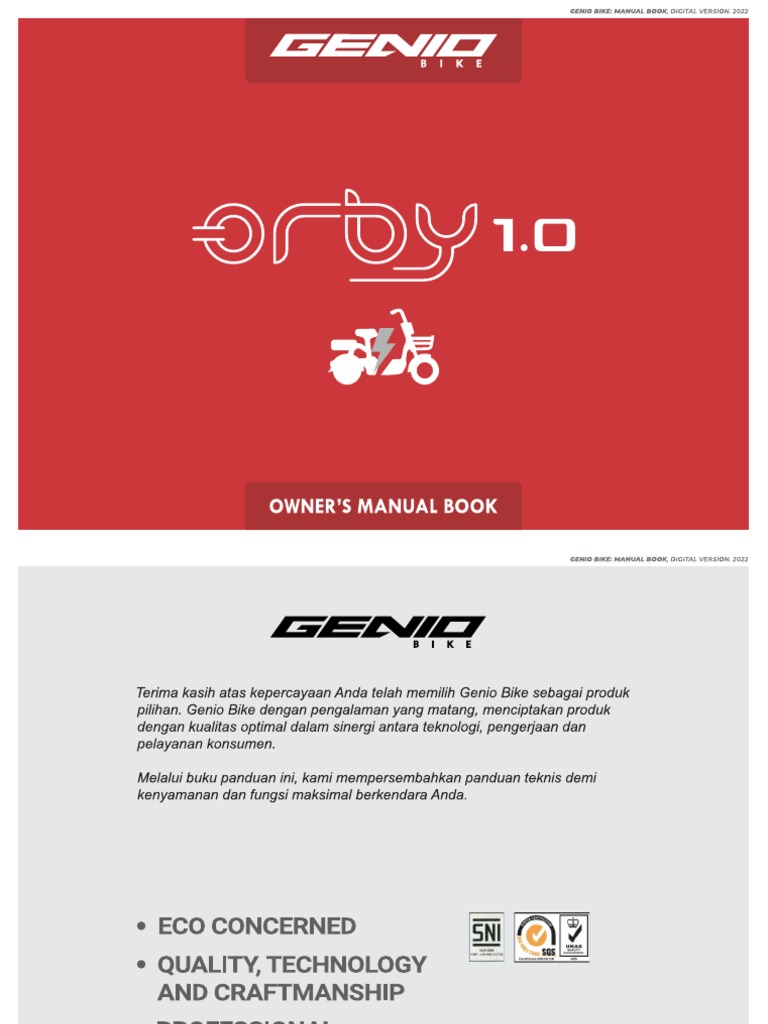 Manual Book Orby 1.0 Ebike | PDF