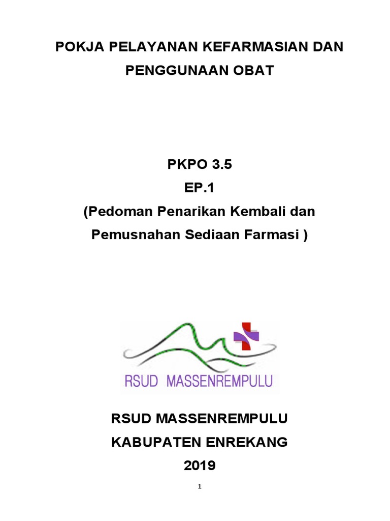 Pkpo 3.5 Ep 1 (Regulasi Obat REcall Dan Pemusnahan) | PDF