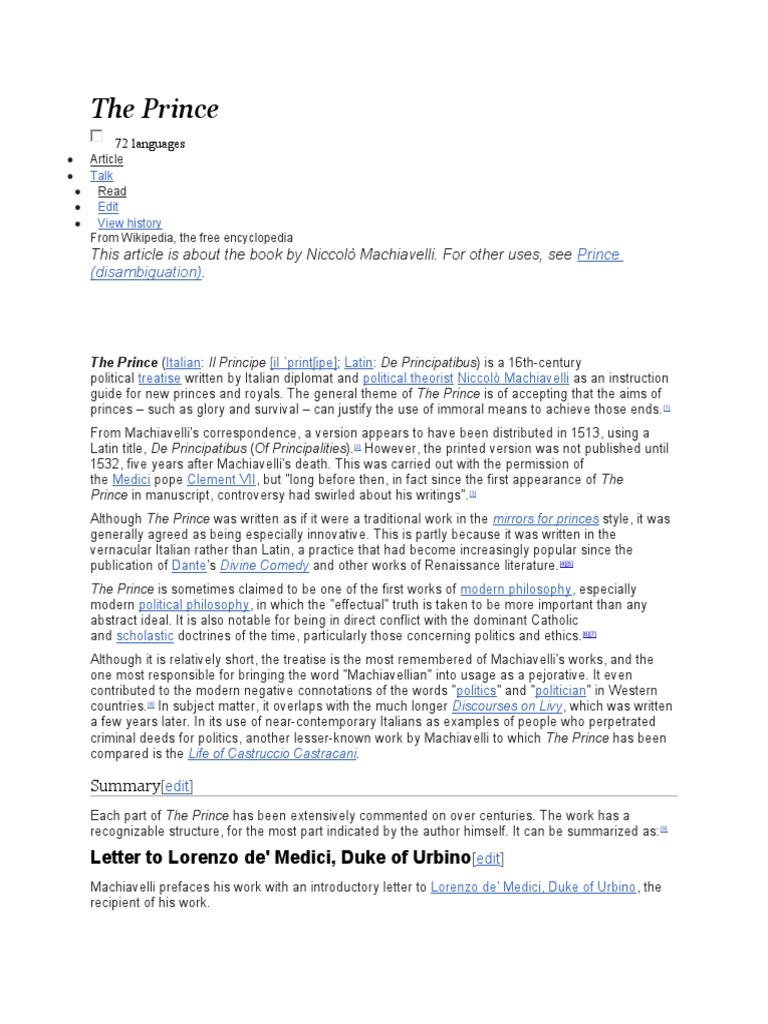 The Prince | PDF | Politics | Classics