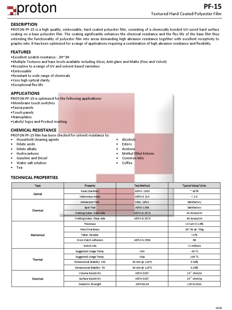 Proton PF-15 | PDF | Polyester | Solvent