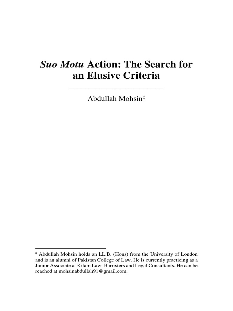 Suo Motu Action: The Search For: An Elusive Criteria | PDF