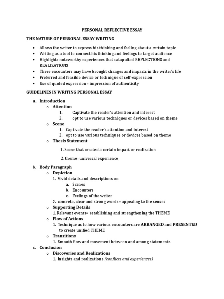 Personal Reflective Essay | PDF