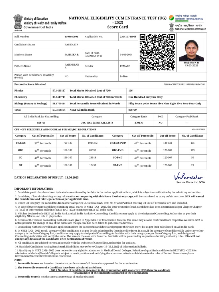 Neet Result | PDF