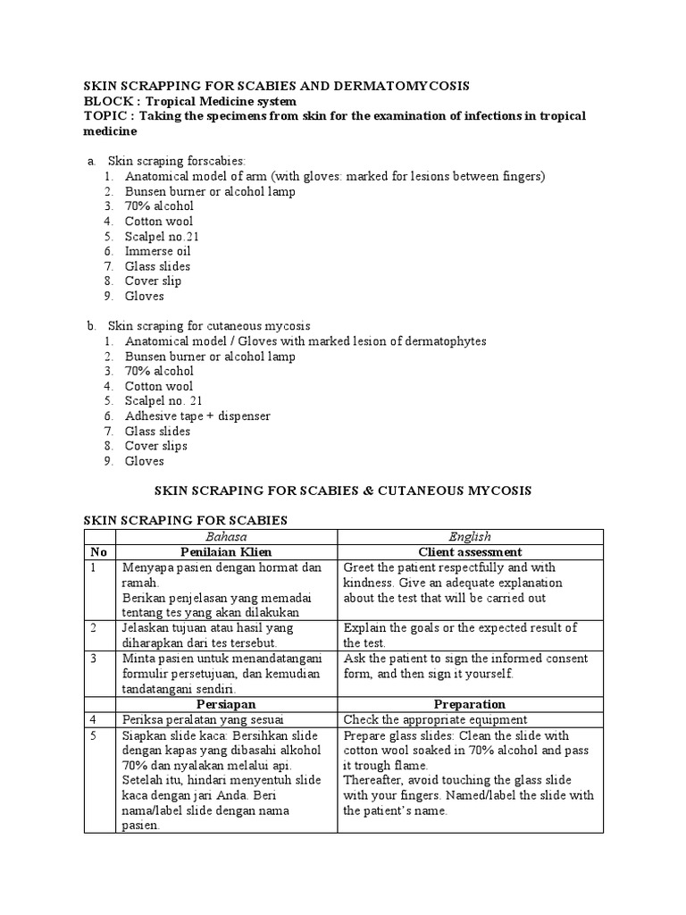 Skin Scraping Techniques Guide | PDF