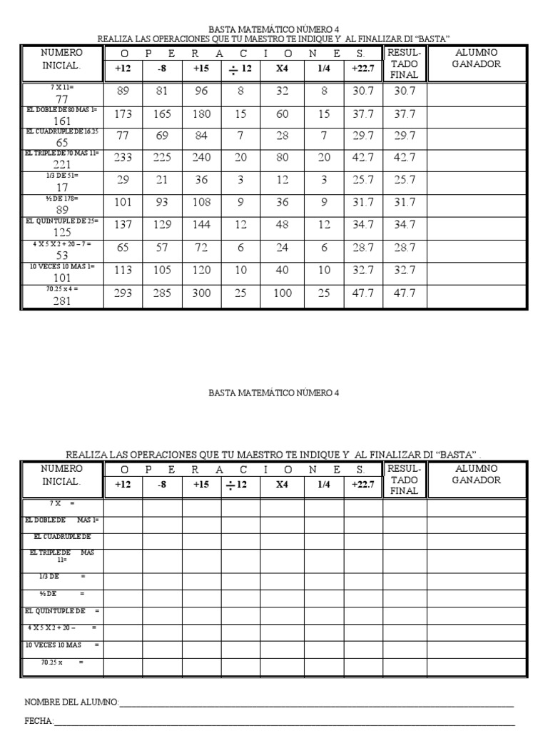 BASTA MATEMATICO 4 HECHO | PDF