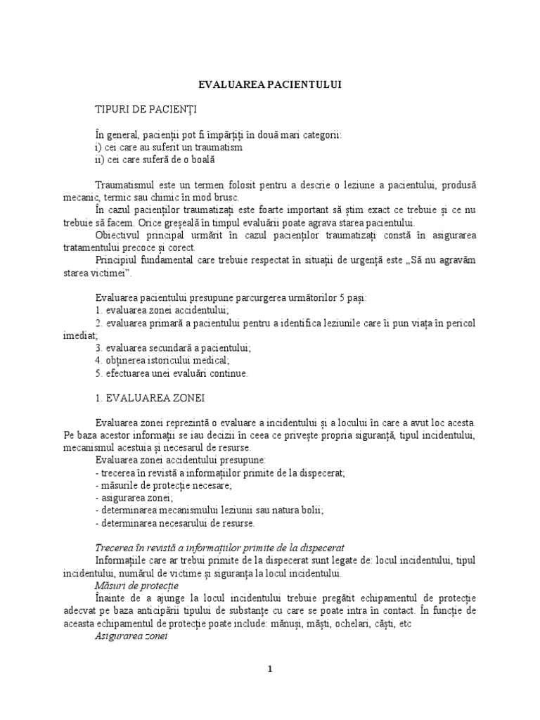 Evaluarea Pacientului | PDF