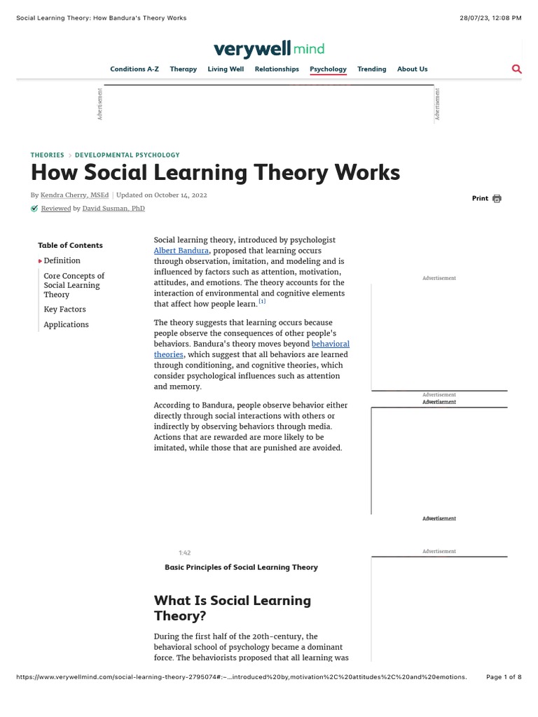 Social Learning Theory: How Bandura's Theory Works | PDF | Learning ...