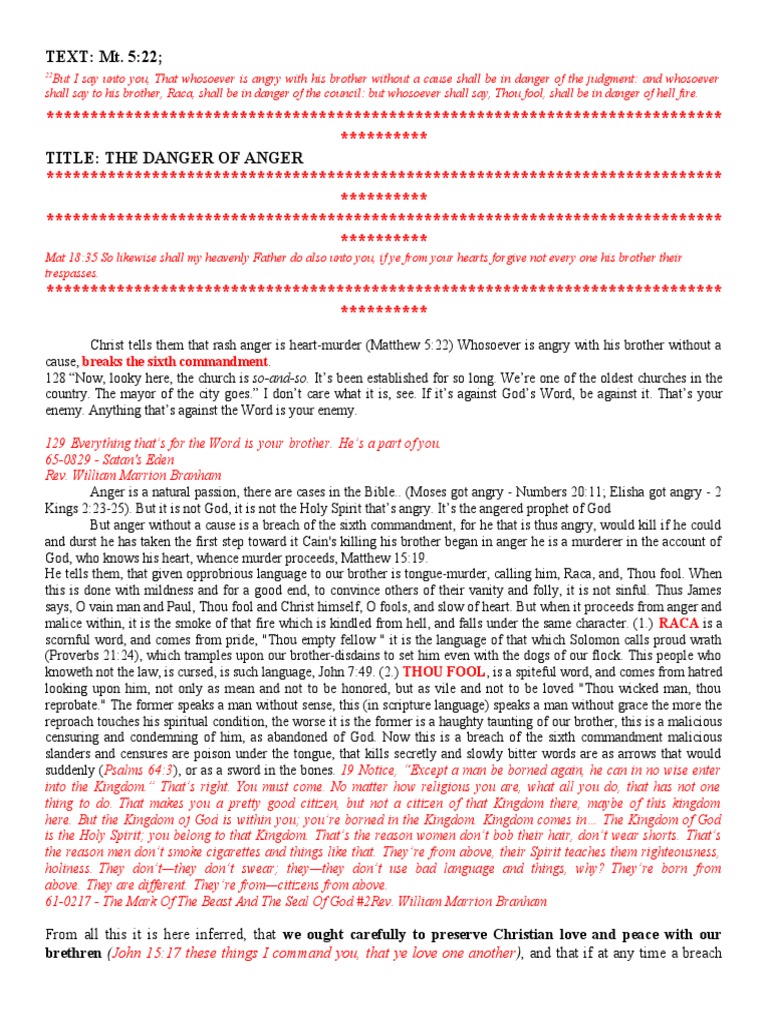 The Danger of Anger | PDF