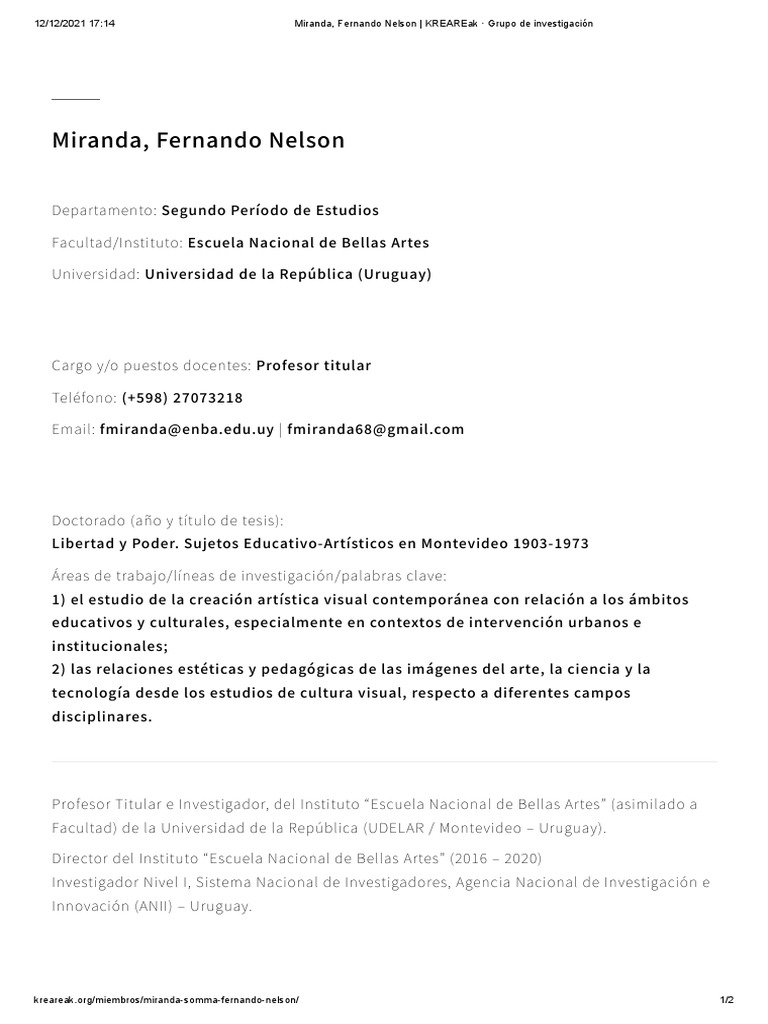 Miranda, Fernando Nelson - KREAREak Grupo de Investigación | PDF