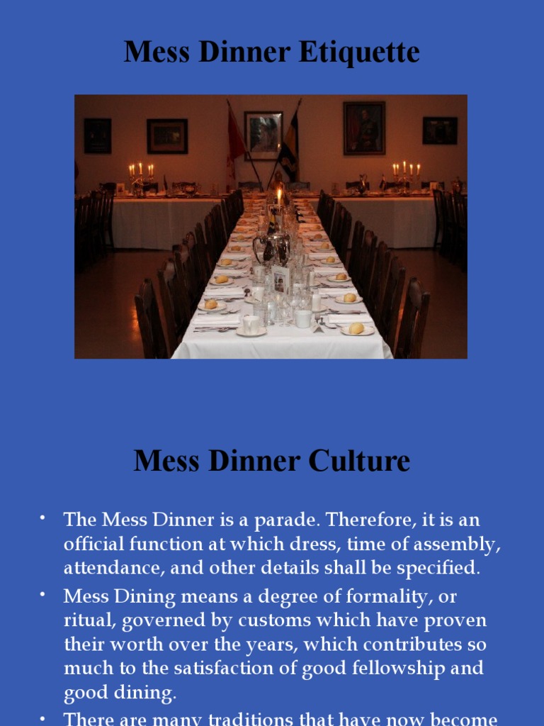 Mess Dinner Etiquette Guidelines | PDF | Cuisine | Cooking