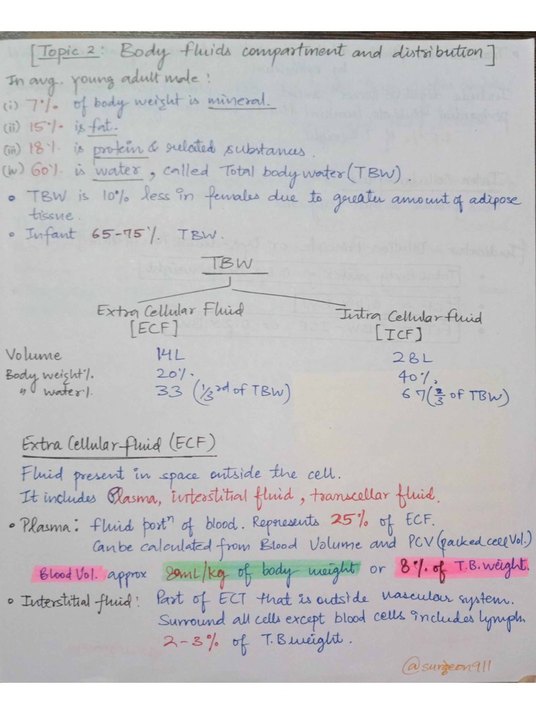 Body Fluids Compartment and Distribution | PDF