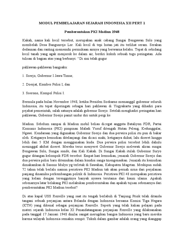 Modul Pembelajaran Sejarah Indonesia Xii Pert 1 | PDF