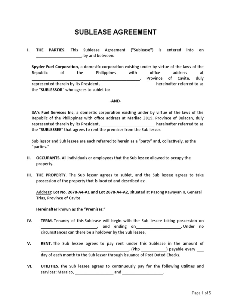 Sublease Agreement | PDF