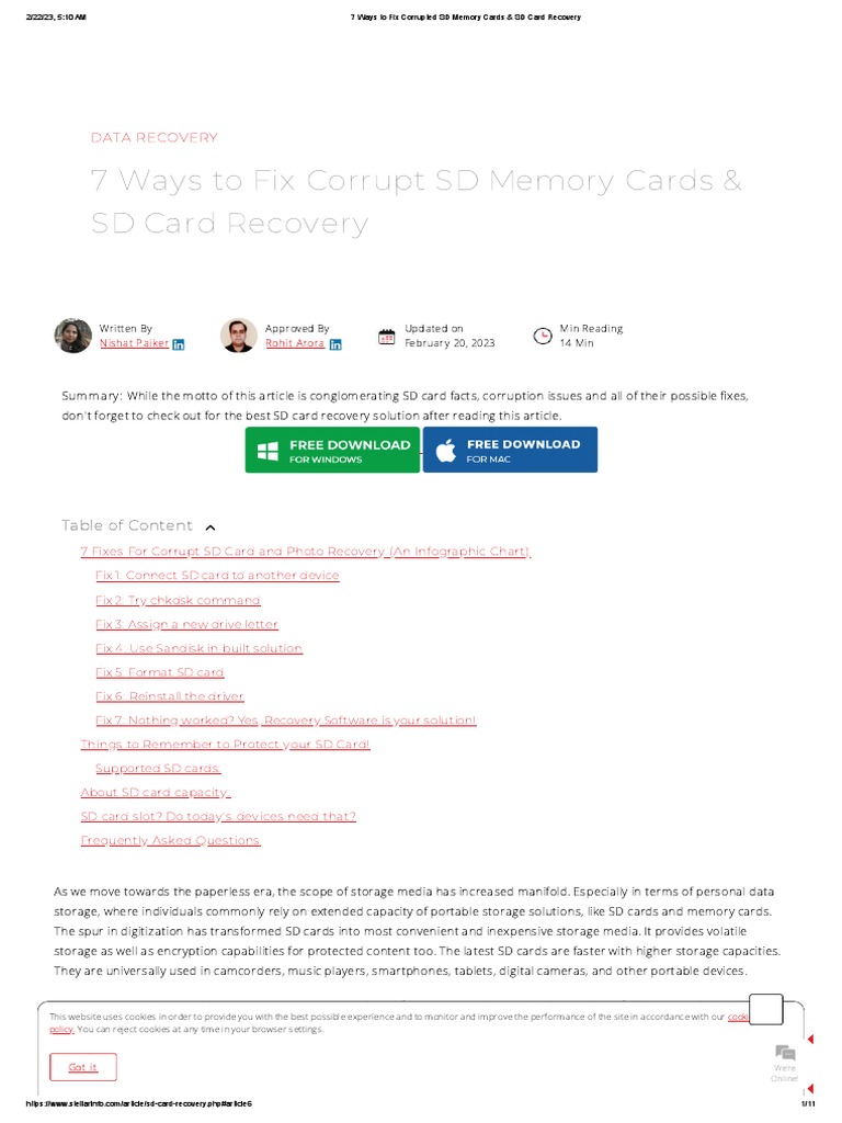7 Ways To Fix Corrupted SD Memory Cards & SD Card Recovery | PDF