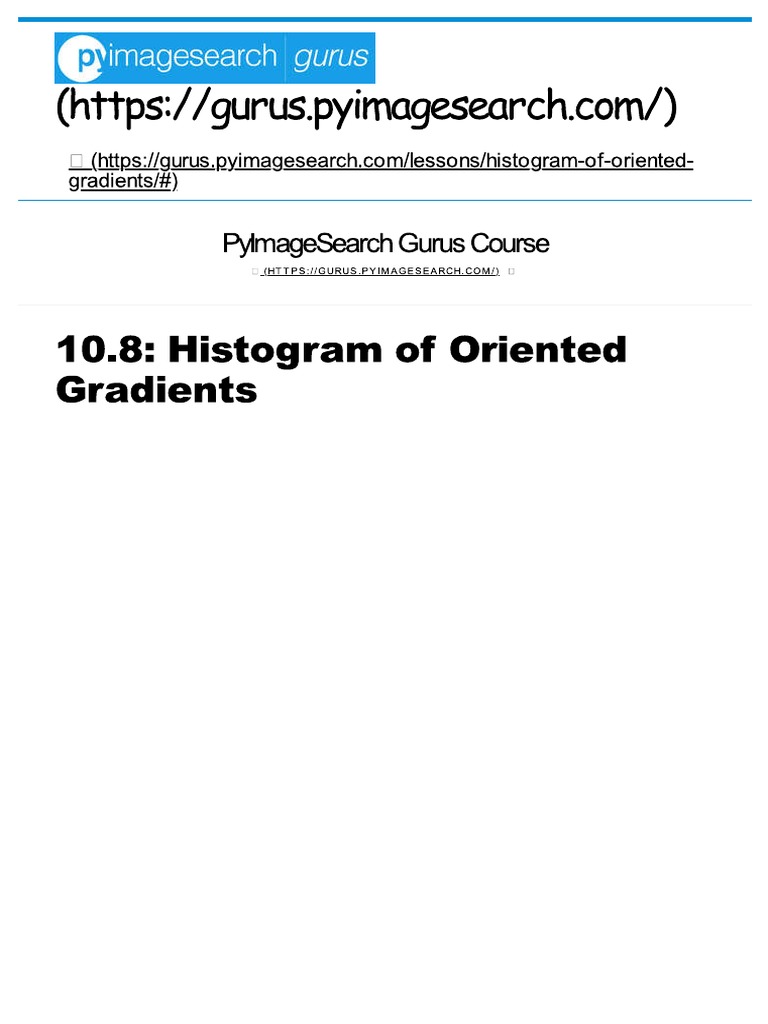 10.8_ Histogram of Oriented Gradients _ PyImageSearch Gurus | PDF