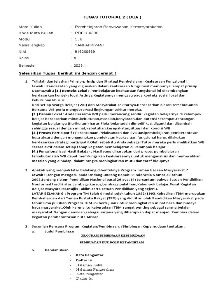 Tugas Tutorial 2 PBK 2023 | PDF