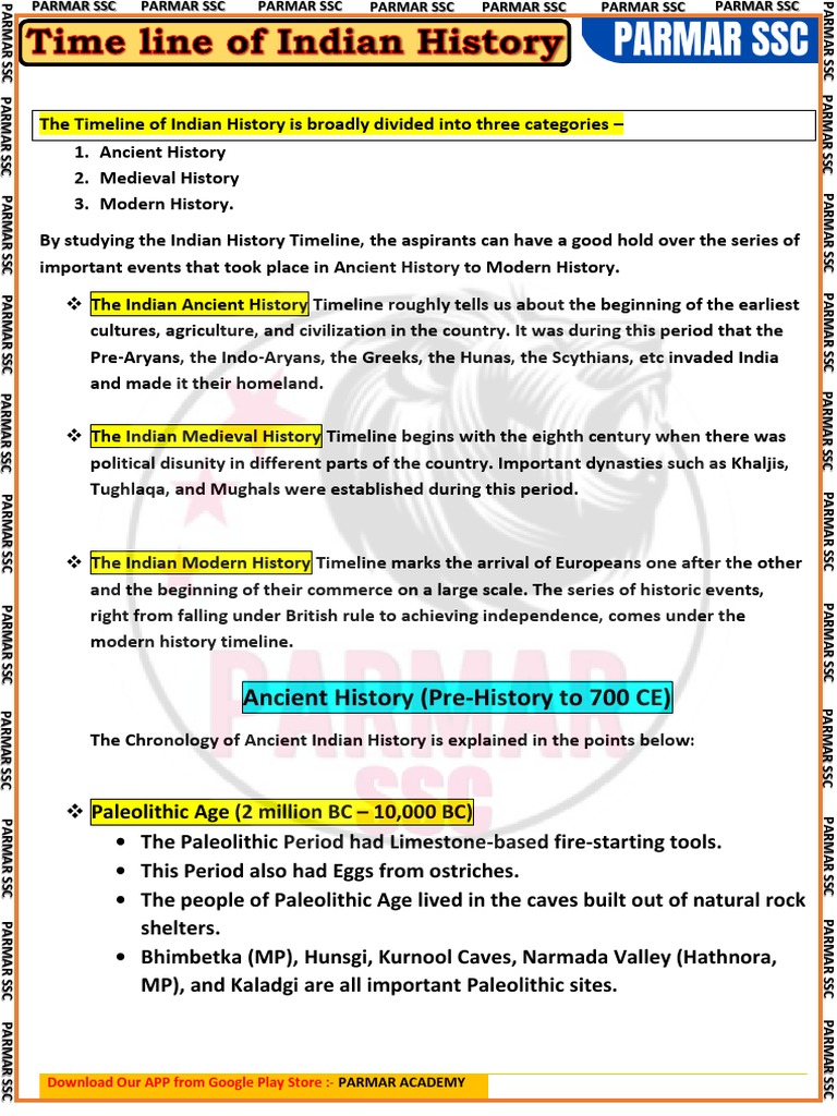 Complete Time Line of Indian History by Parmar SSC | PDF