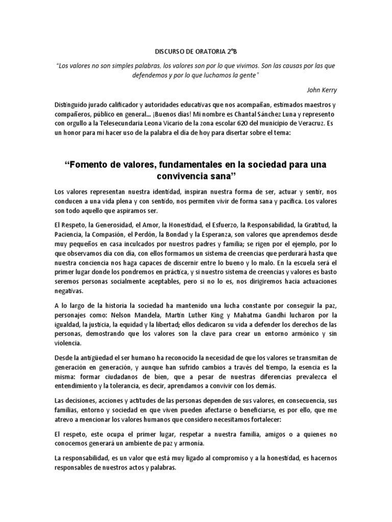 Discurso de Oratoria Terminado | PDF | Amor | Familia