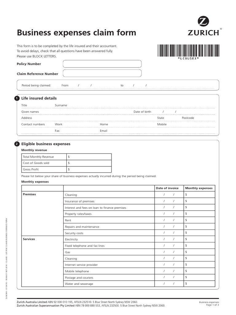 Business Expense Claim Form | PDF