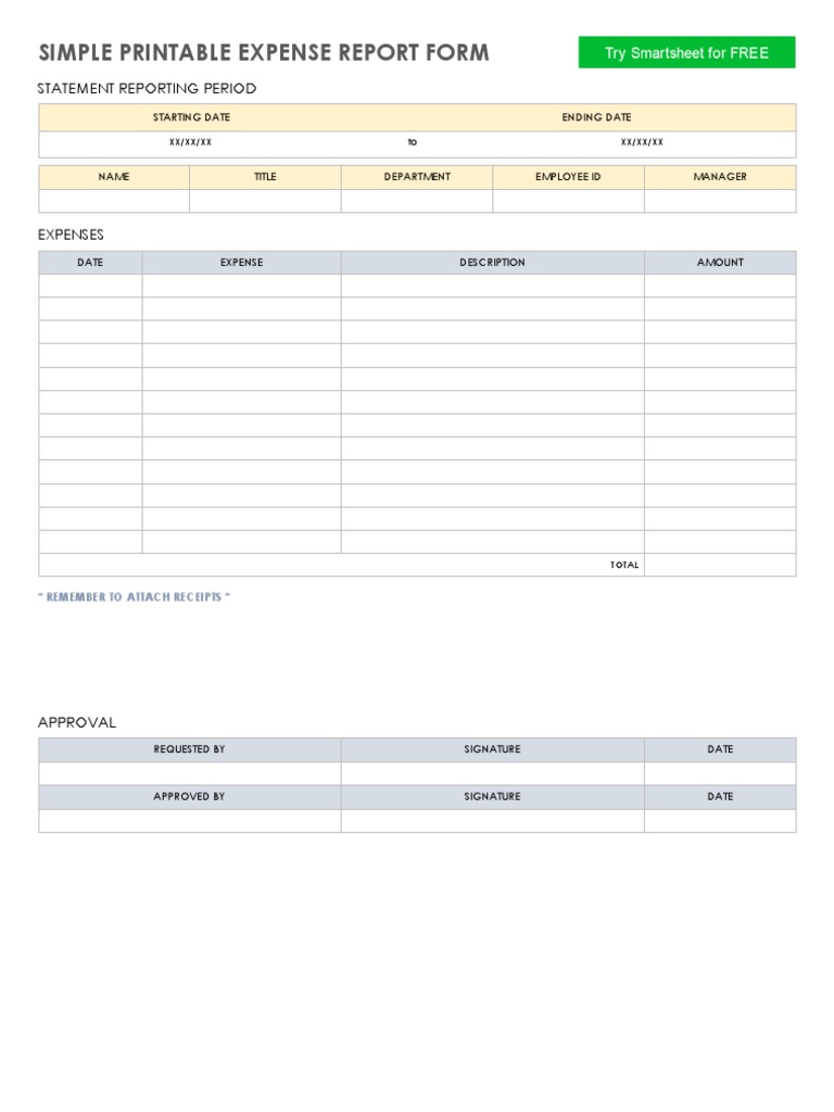 IC Simple Printable Expense Report Form 11666 - PDF | PDF | Business ...