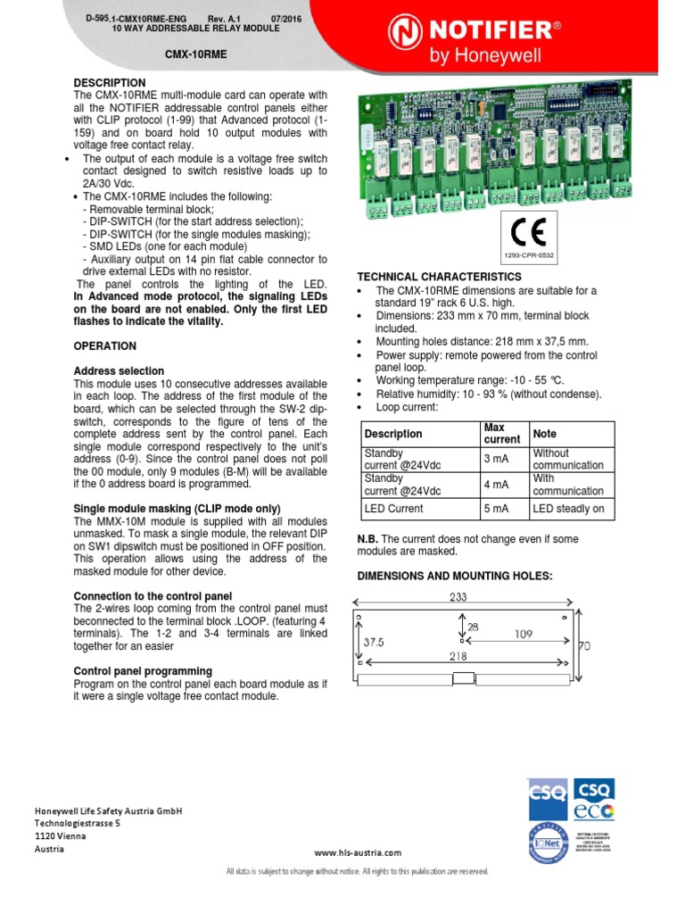 CMX-10RME - 10 Way Addressable Relay Module | PDF