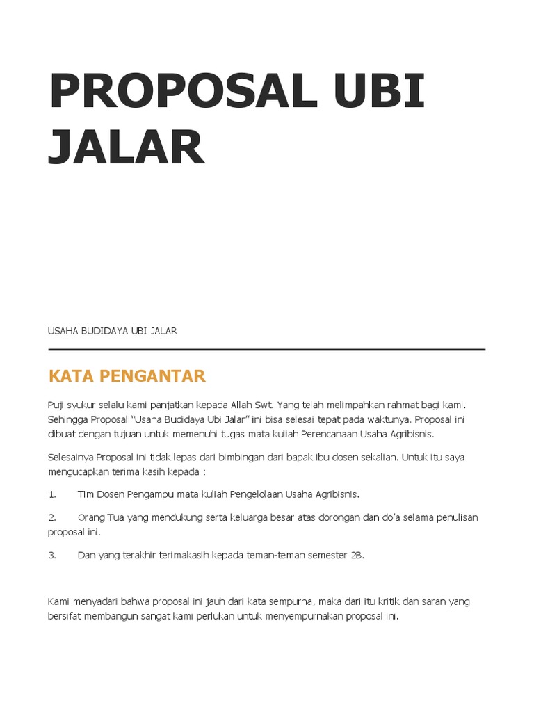 Proposal Ubi Jalar | PDF