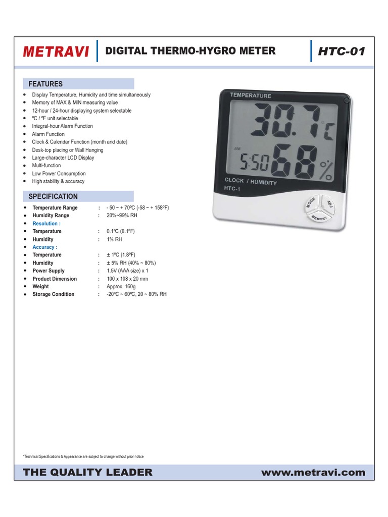 HTC-01 Temperature & Humidity Meter | PDF