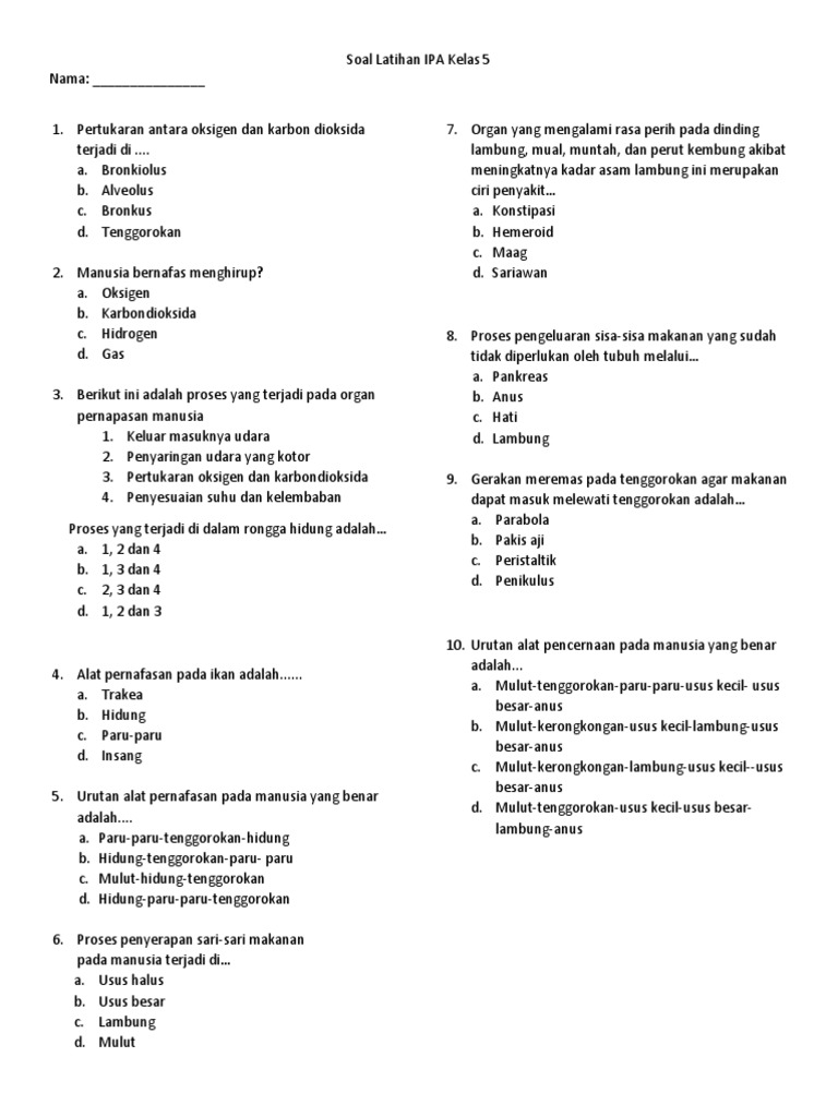 Soal IPA Kelas 5 | PDF