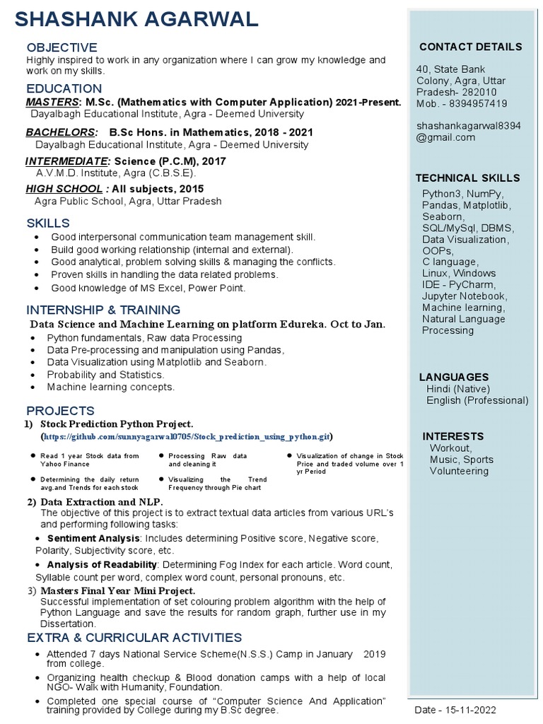 Shashank Resume DOC2345567 | PDF