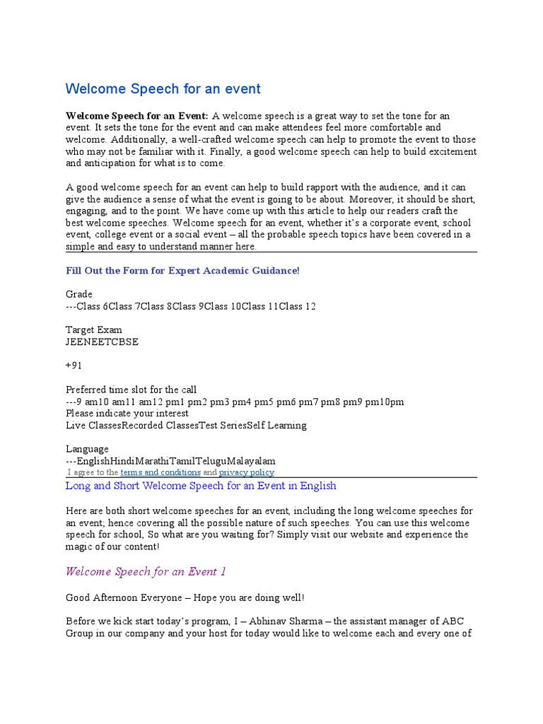 Crafting Effective Welcome Speeches | PDF | Fashion