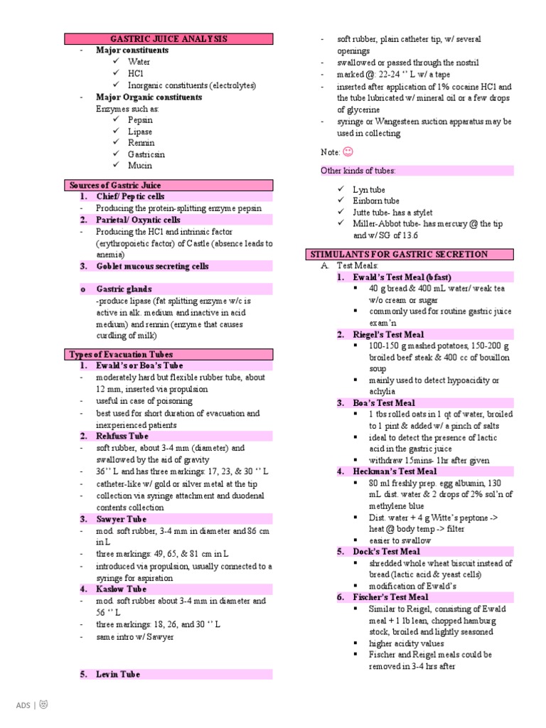 Gastric Juice Analysis | PDF | Stomach | Digestive System