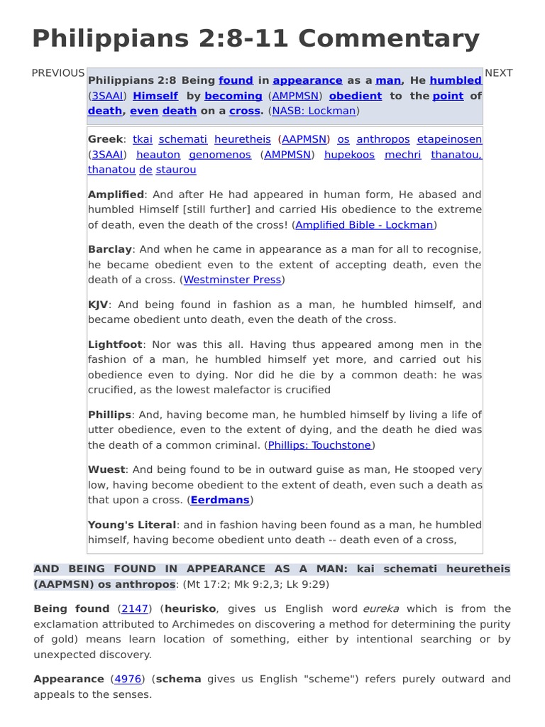 Philippians 2 8-11 Commentary | PDF | Philosophy | Religion & Spirituality