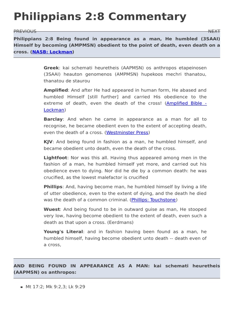 Philippians 2 8 Commentary PDF