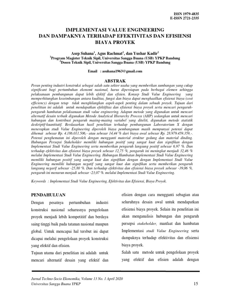 Implementasi Studi Value Engineering Dan | PDF