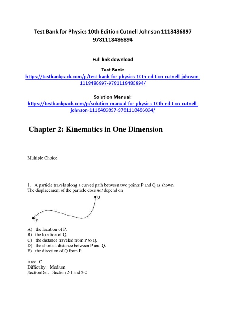Physics 10th Edition Cutnell Johnson Test Bank | PDF