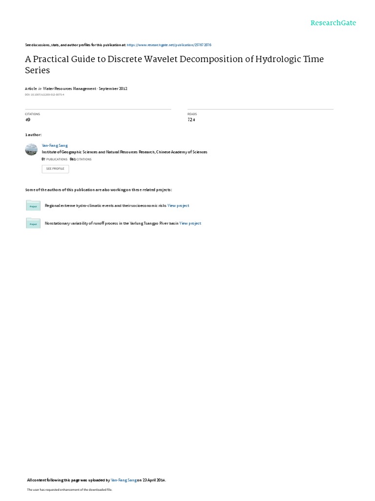 DWT-A Practical Guide To DWT Decomposition of Hydrologic Time Series-Sang YF 2012 | PDF ...