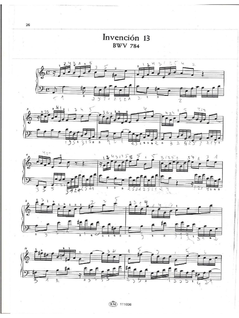 Invención 13 BWV784 Bach (Pág 1) | PDF