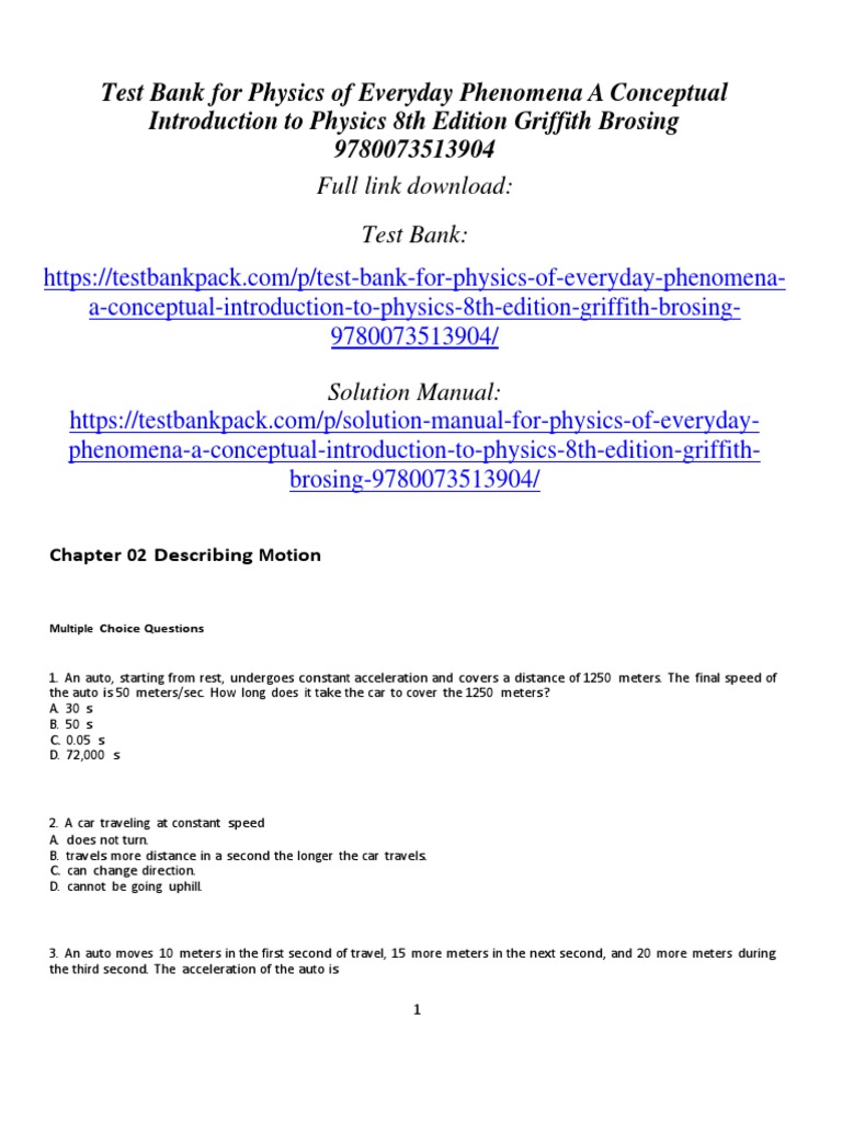 Physics of Everyday Phenomena A Conceptual Introduction To Physics 8th ...