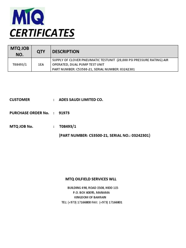 BOP Test Unit T08493 | PDF