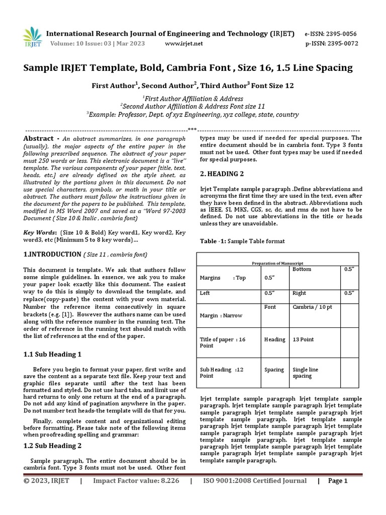 IRJET Manuscript Template | PDF