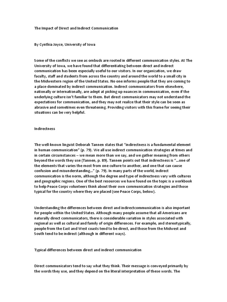 The Impact of Direct and Indirect Communication | PDF