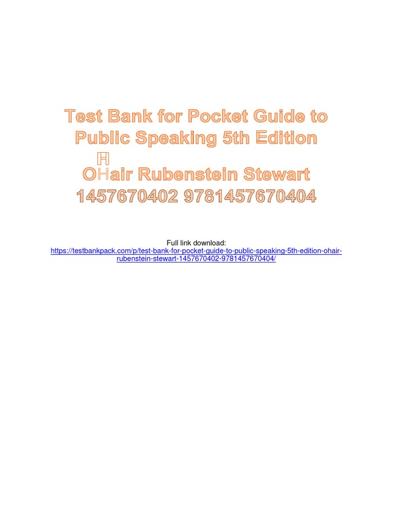 Pocket Guide To Public Speaking 5th Edition OHair Rubenstein Stewart ...