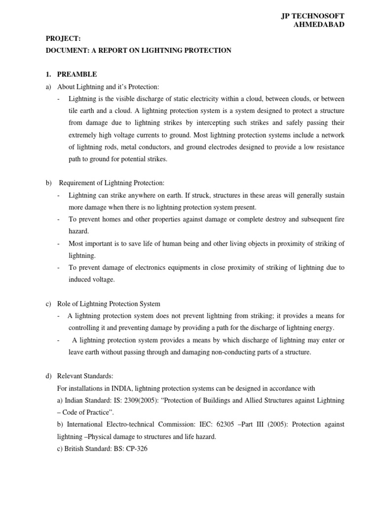 Lightning Protection Report | PDF | Lightning | Building Engineering