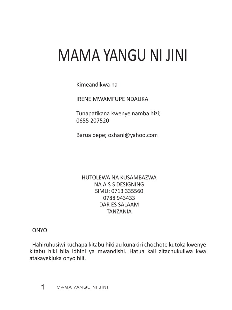 Mama Yangu Jini Jet | PDF