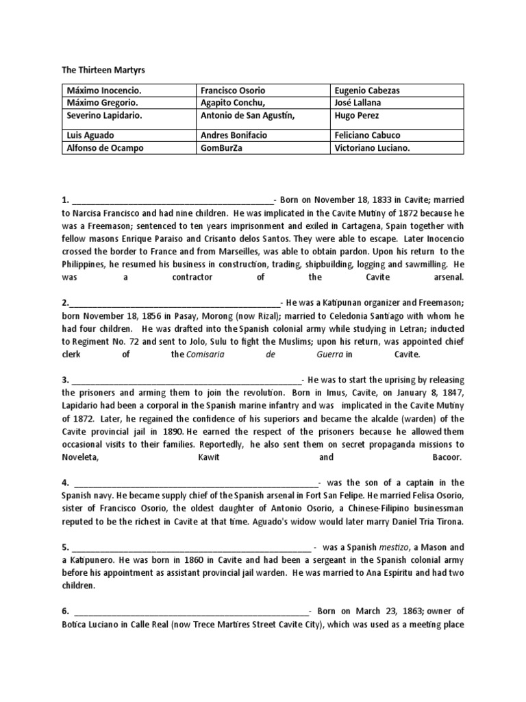 The Thirteen Martyrs | PDF | History